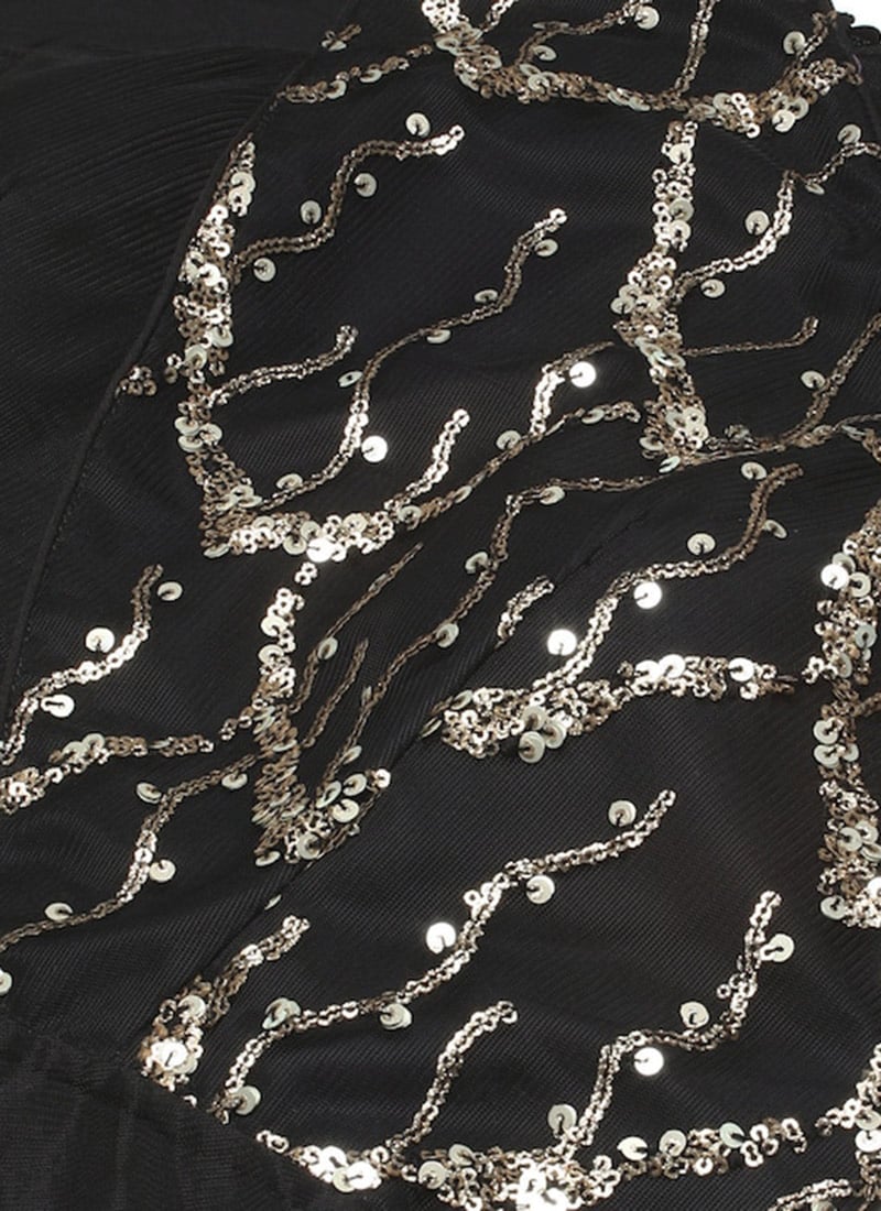 Shop Black Net Embroidery Halter Neck Gown Festive Wear Online at Best ...