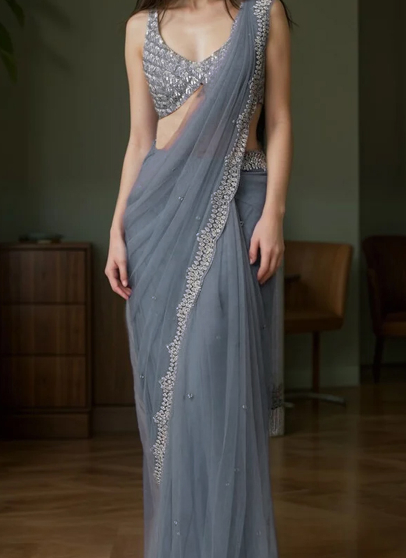 Shop Trendy Blue Colour Sarees Design Online In UK -Cbazaar