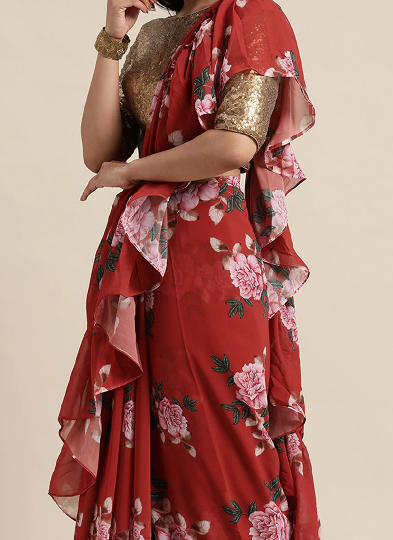 Buy Indian Ruffled Saree Online Shopping at Cbazaar