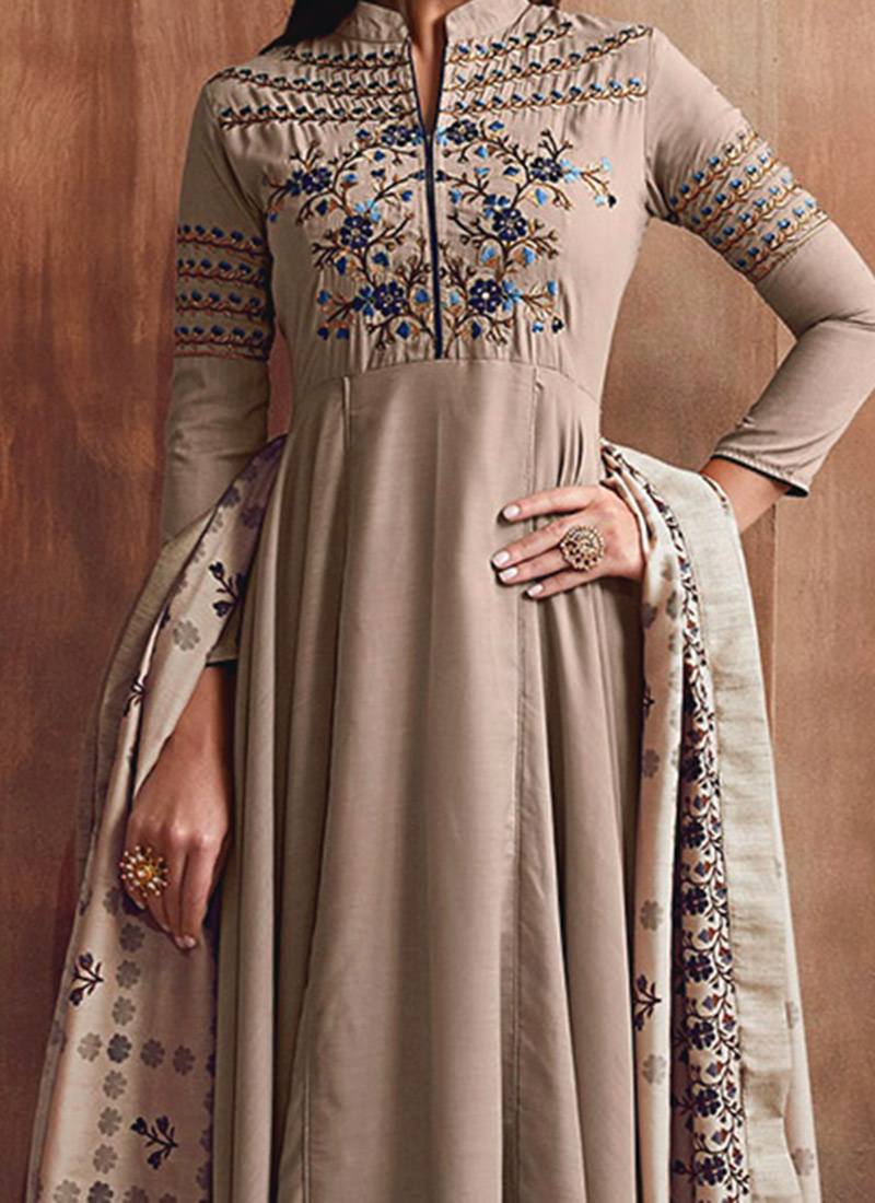 Shop Cement Grey Embroidered Palazzo Suit Party Wear in UK - Cbazaar