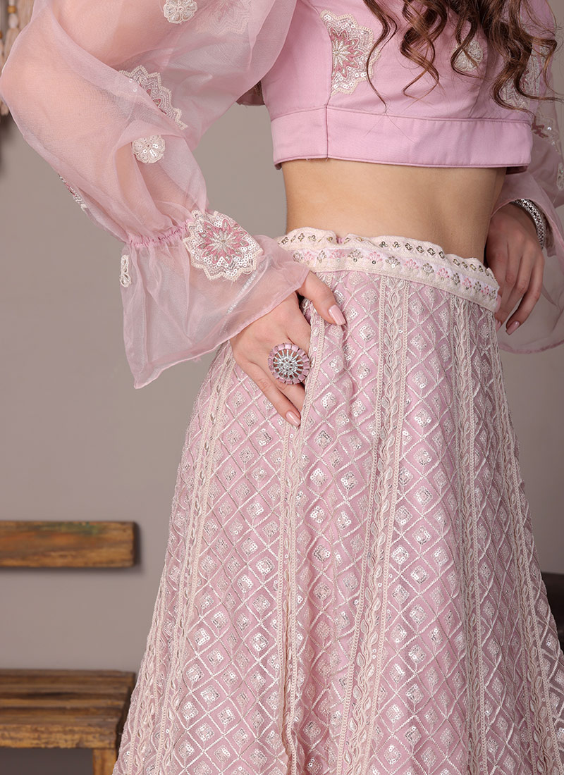 Buy Chic Blouse N Embroidered Kali Panel Lehenga Set Wedding Wear ...