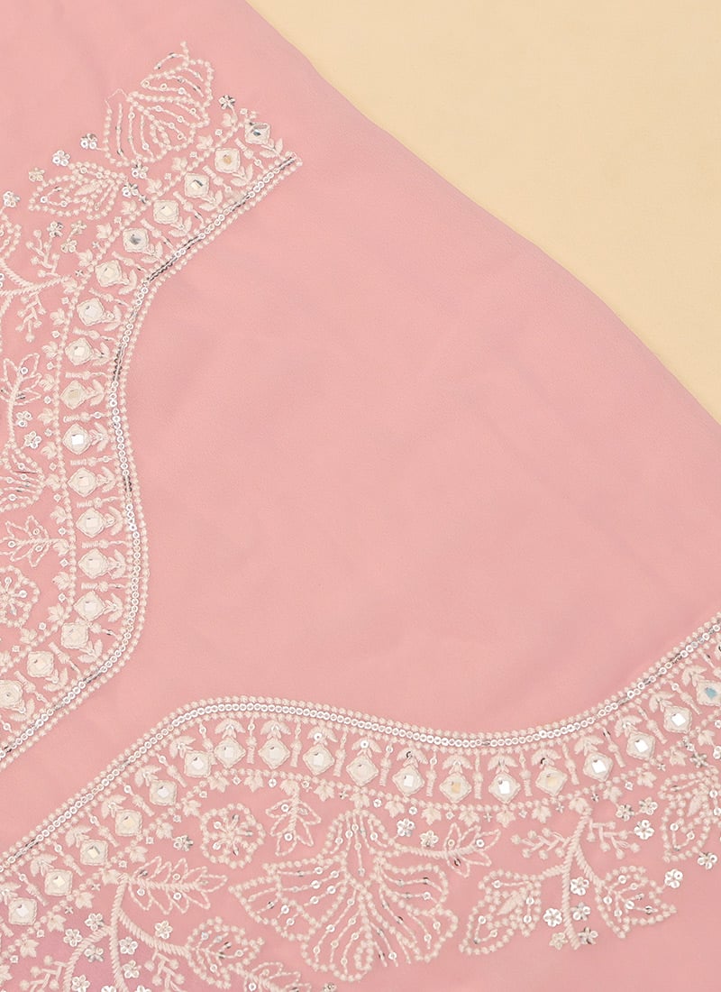 Shop Elegant Pink Georgette Lehenga With Thread Embroidery And Sequins ...