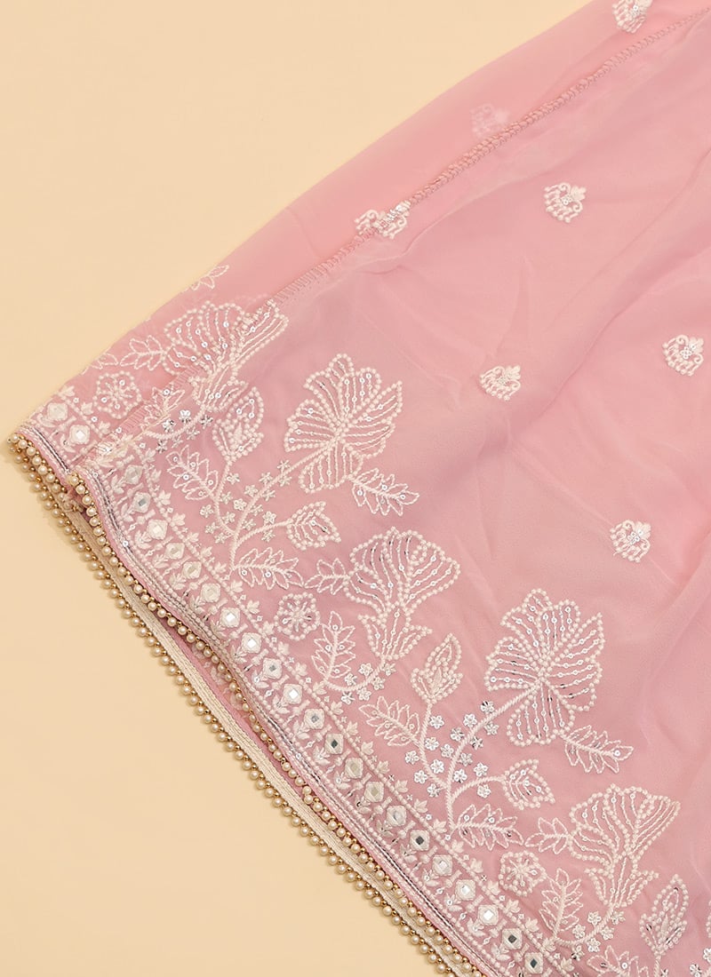 Shop Elegant Pink Georgette Lehenga With Thread Embroidery And Sequins ...