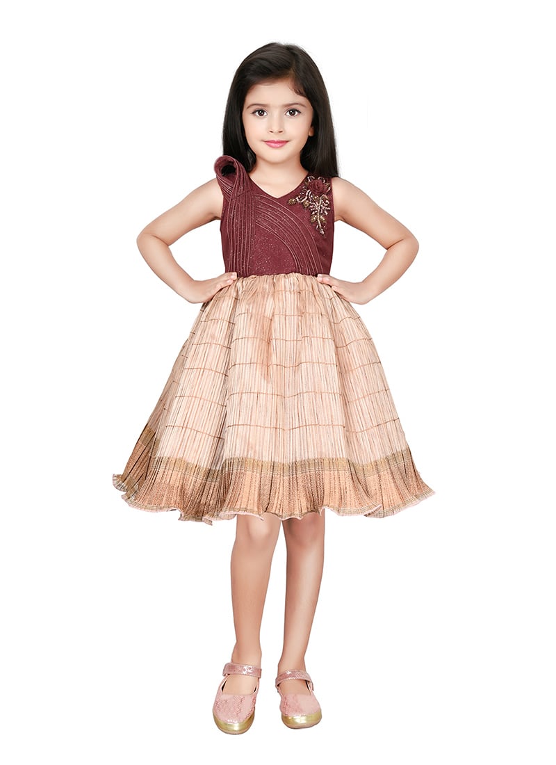 Shop Fawn Brown Raw Silk Shimmer Dress Online at Best Price | Cbazaar