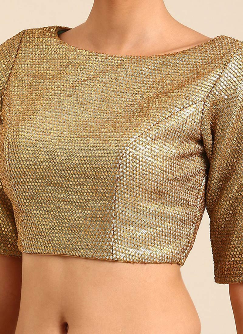 Shop Gold Sequin Net Blouse Festive Wear in UK - Cbazaar