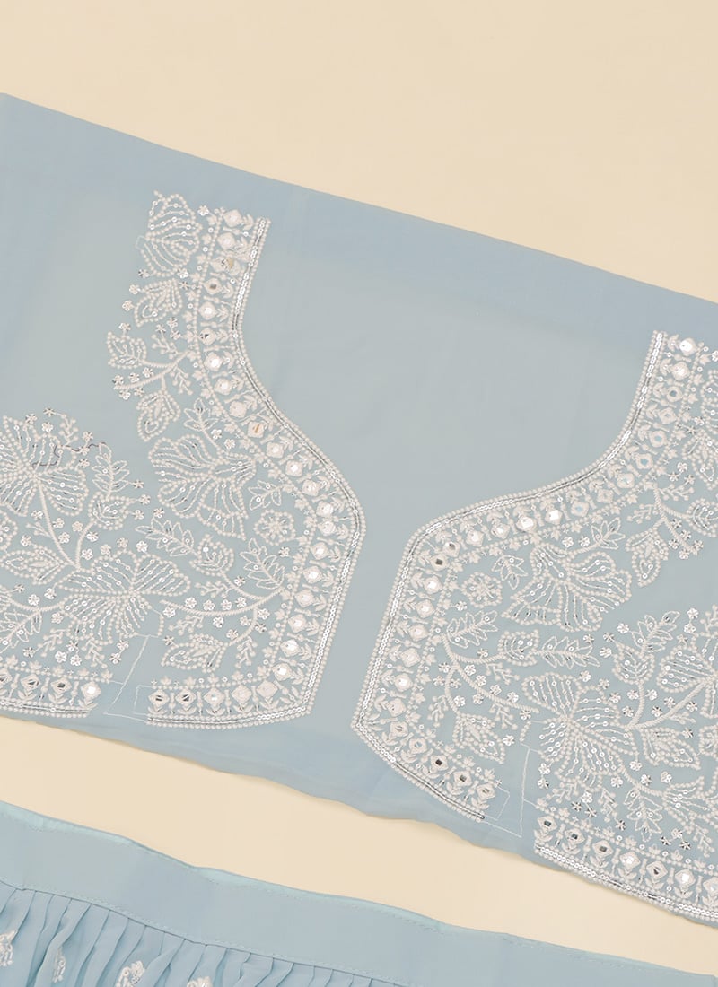 Buy Graceful Sky Blue Georgette With Thread Embroidery Sequins Lehenga ...