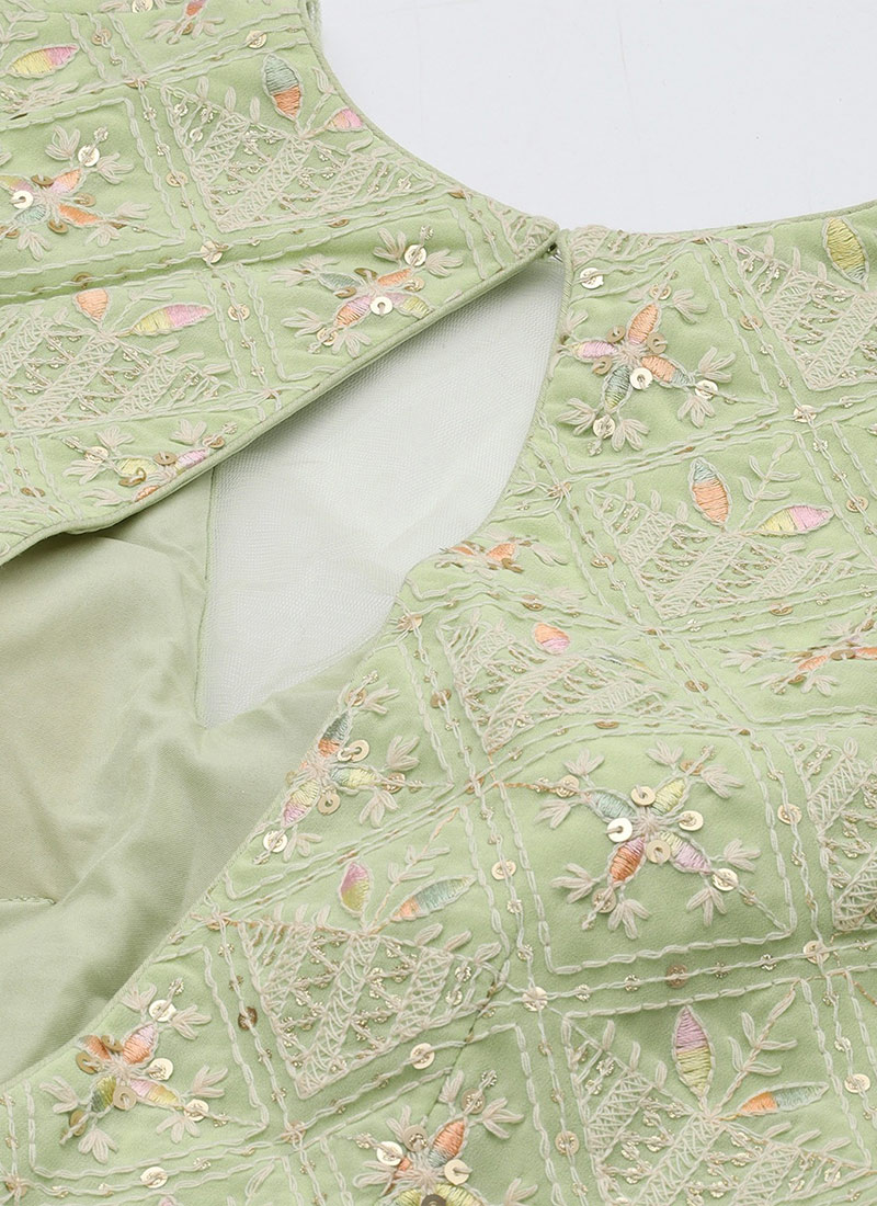 Shop Green Closed Neck Lehenga Festive Wear Online at Best Price | Cbazaar