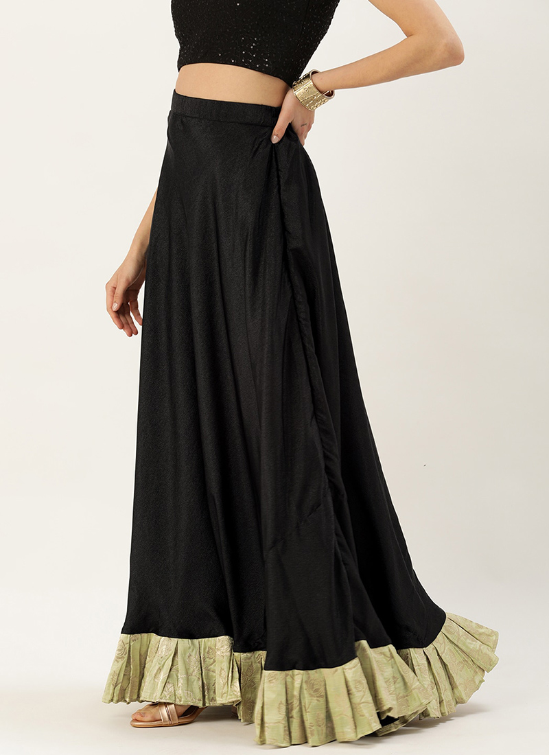 Shop Green N Black Art Silk Skirt Festive Wear Online at Best Price ...