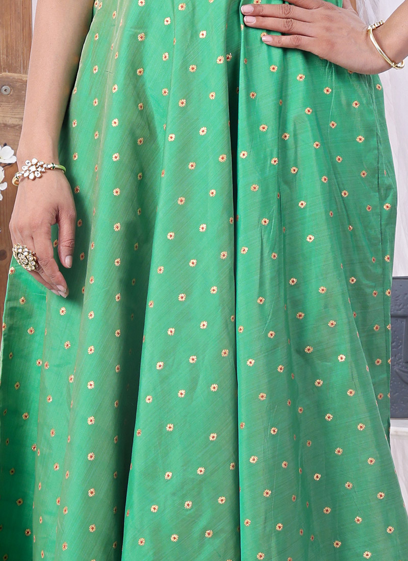 Buy Green Taffeta Gown Festive Wear Online at Best Price | Cbazaar