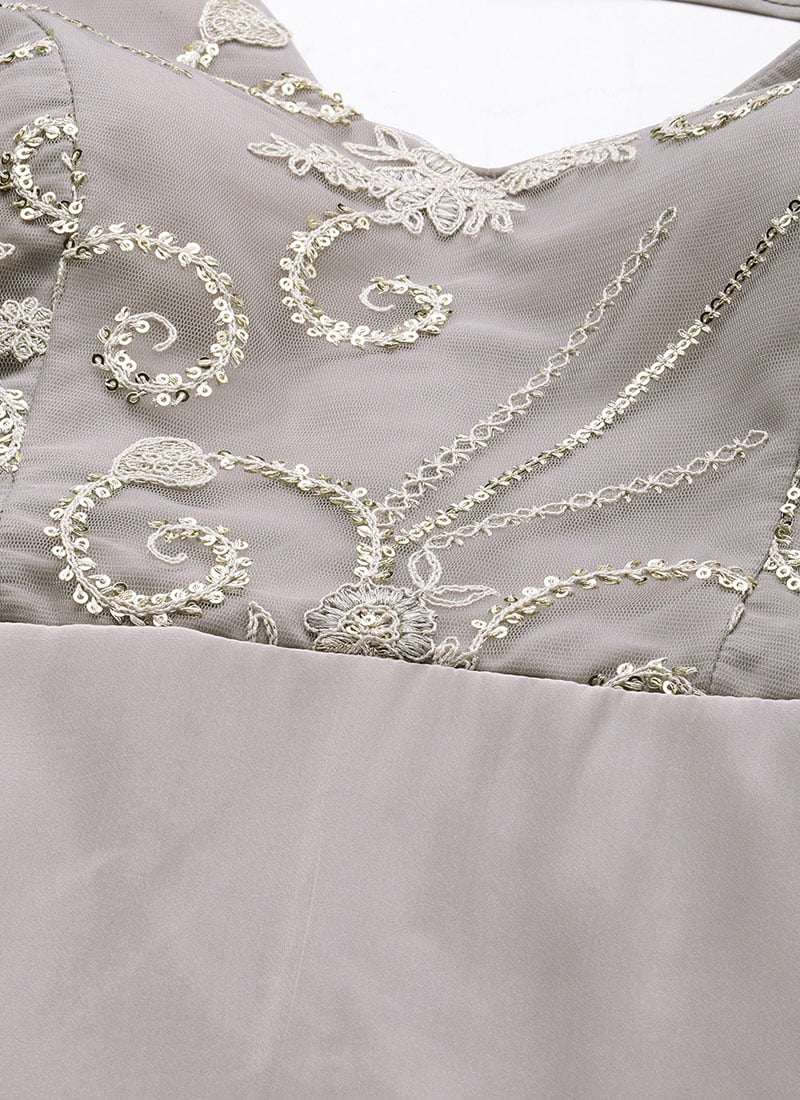 Buy Grey Net Embroidered N French Crepe Gown Party Wear Online at Best ...