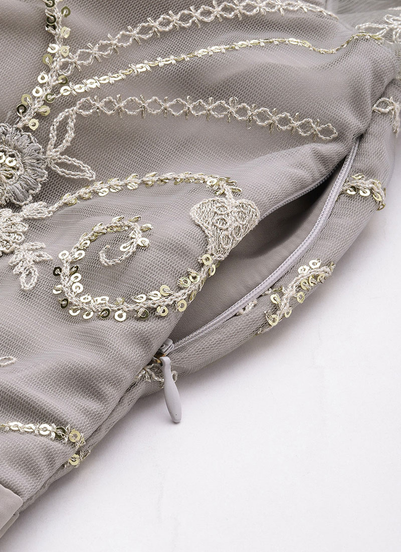 Buy Grey Net Embroidered N French Crepe Gown Party Wear Online at Best ...