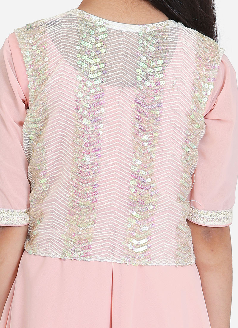 Shop Kids Girls Kid Girls White Net Embroidered Jacket Style Gown ...