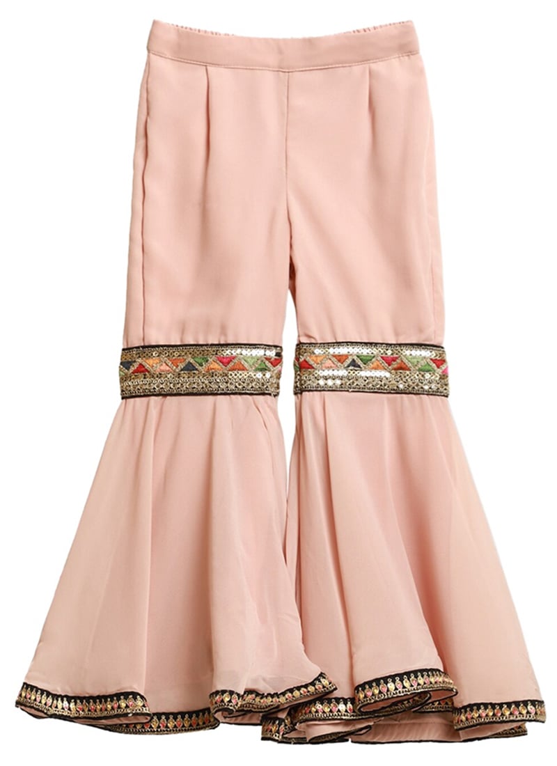 Buy Kids Girls Pink Ebroidered Square Neck Sharara suit Wedding Wear ...