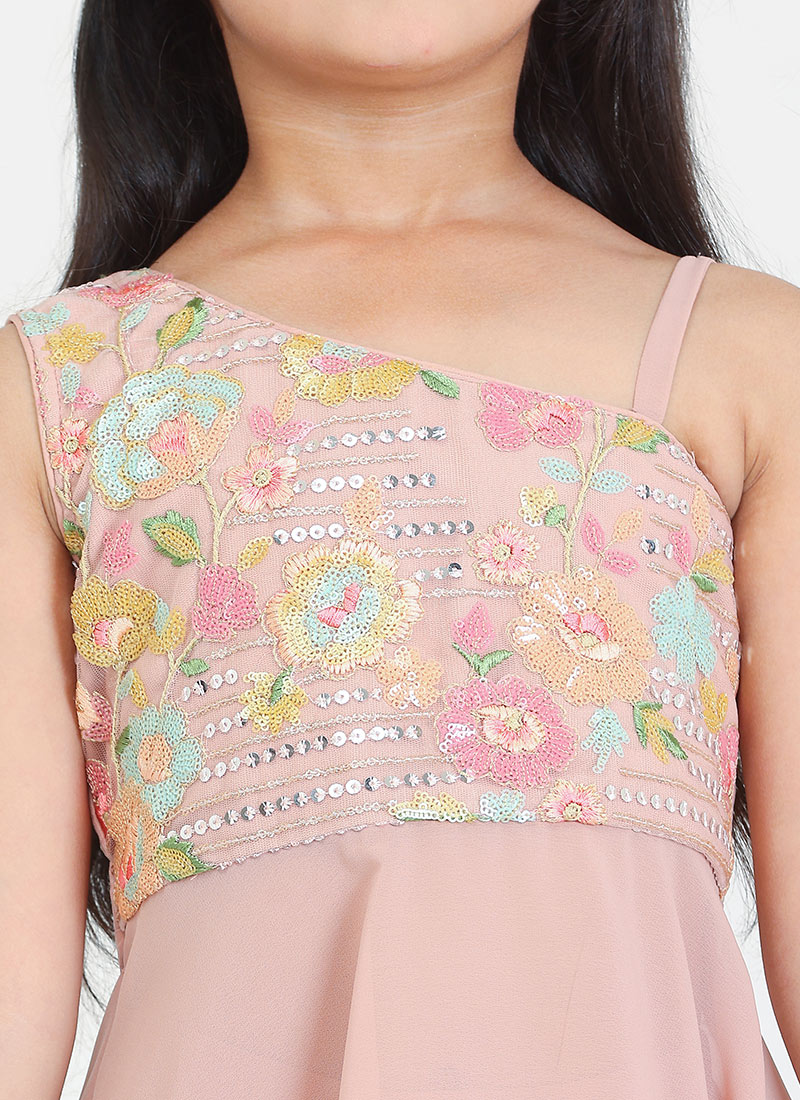 Shop Kids Girls Pink Net Embroidered Palazzo Set Festive Wear in CA ...