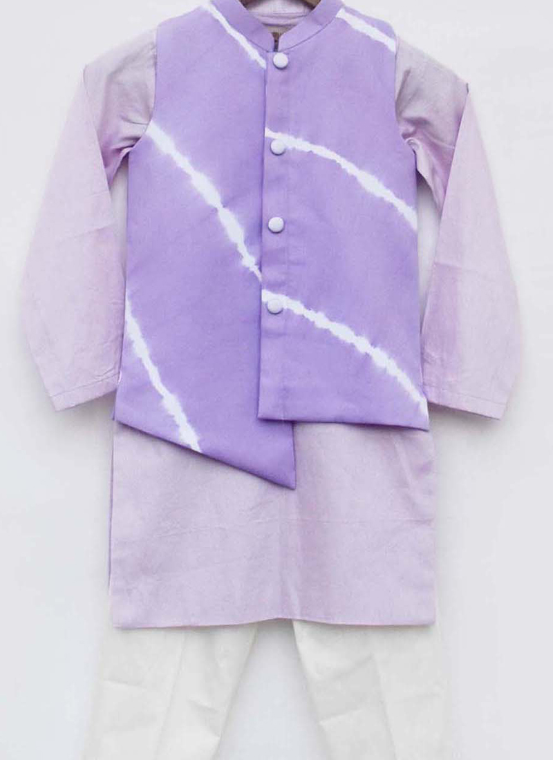 Buy Lavender Cotton Silk Printed Bandi Set Online at Best Price | Cbazaar