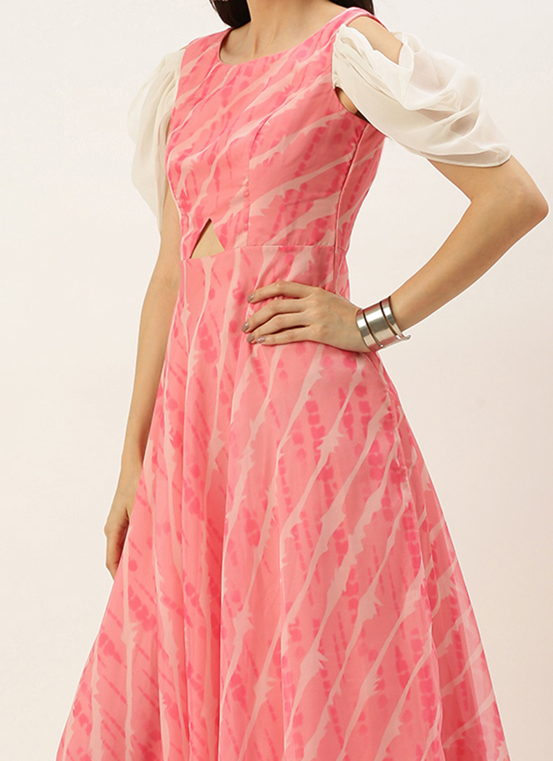 Shop Light Pink Digital Printed Maxi Dress Festive Wear Online at Best ...