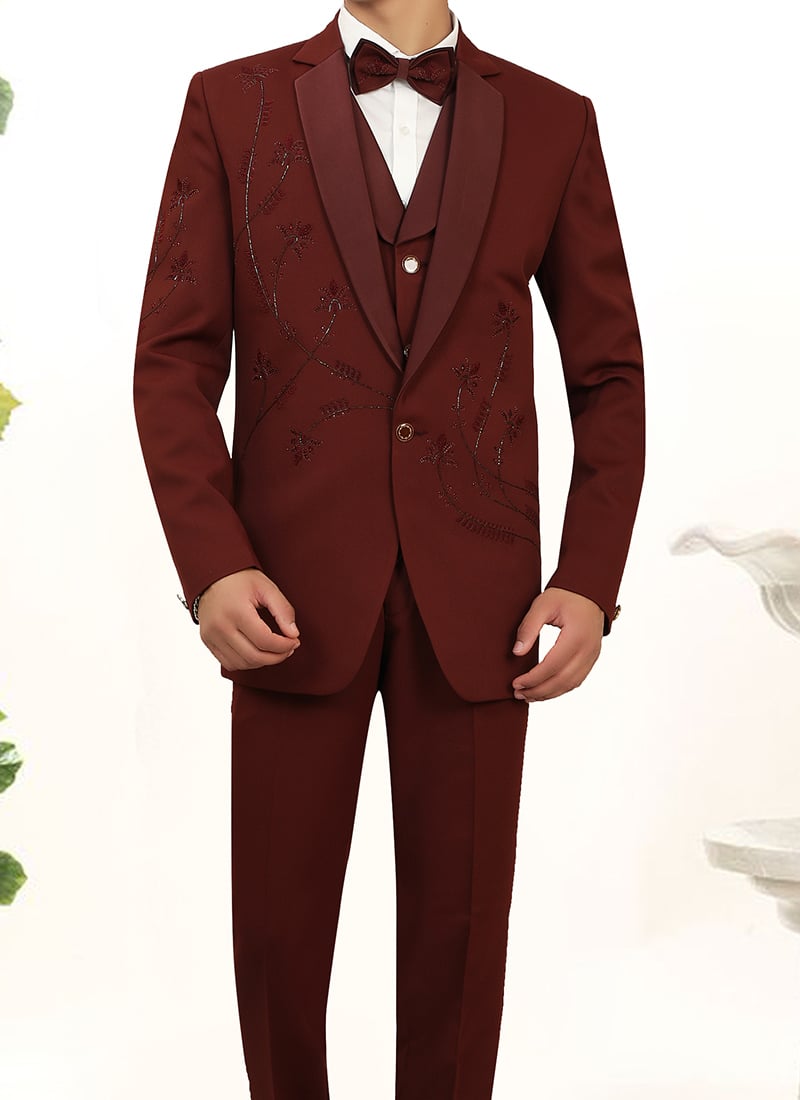 Shop Designer Maroon Men's Suits Online -Cbazaar