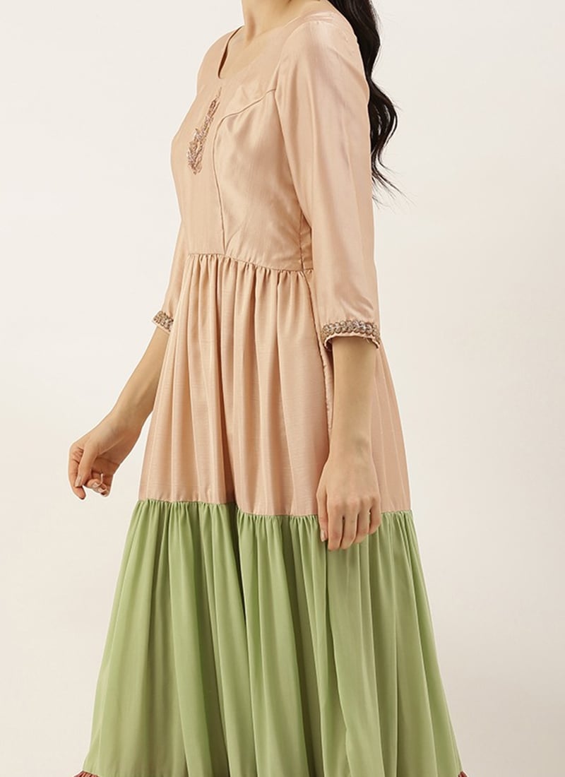 Shop Multicolored Embroidered Floor length Gathers Dres After Six Wear ...