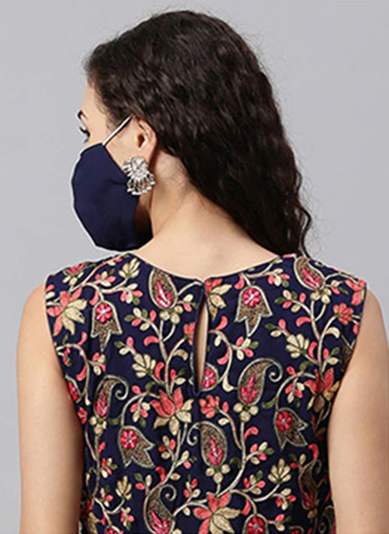 Buy Navy Blue Embroidered Peplum Gown Festive Wear Online at Best Price ...