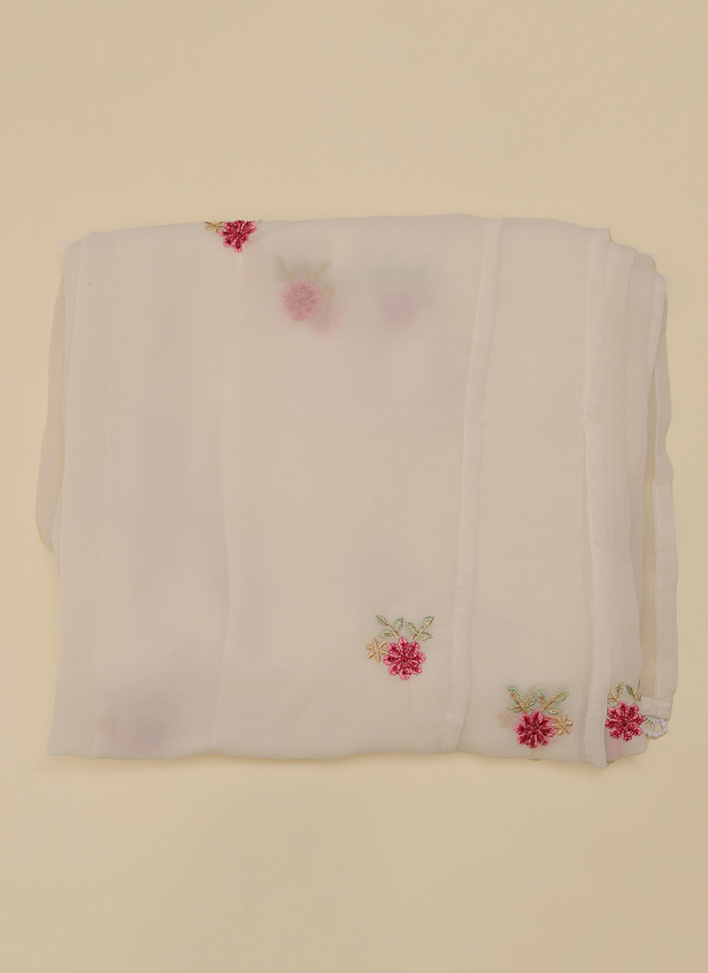 Shop Off White Georgette Embroidered Sequins Staight Pant Suit After ...