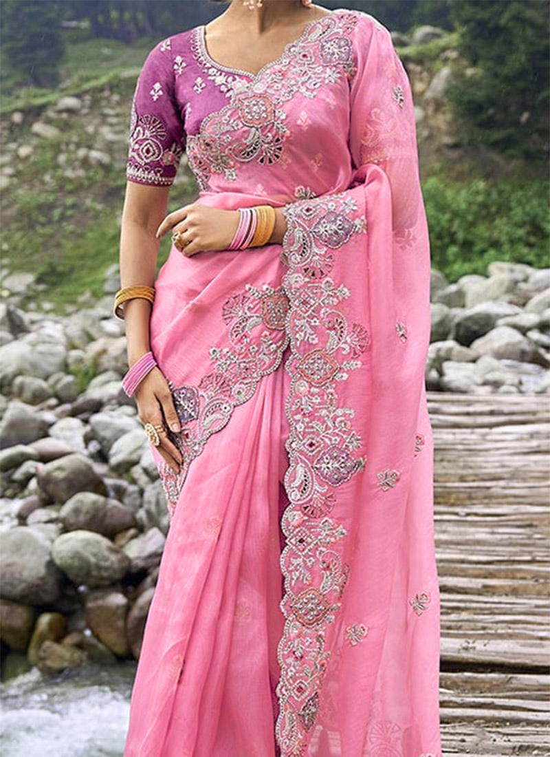 Latest Pink Sarees Designs For Women | Pink Wedding Sarees