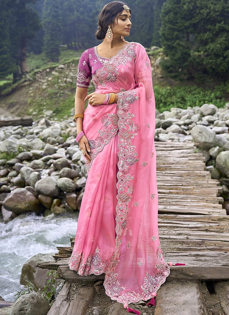 Latest Pink Sarees Designs For Women | Pink Wedding Sarees
