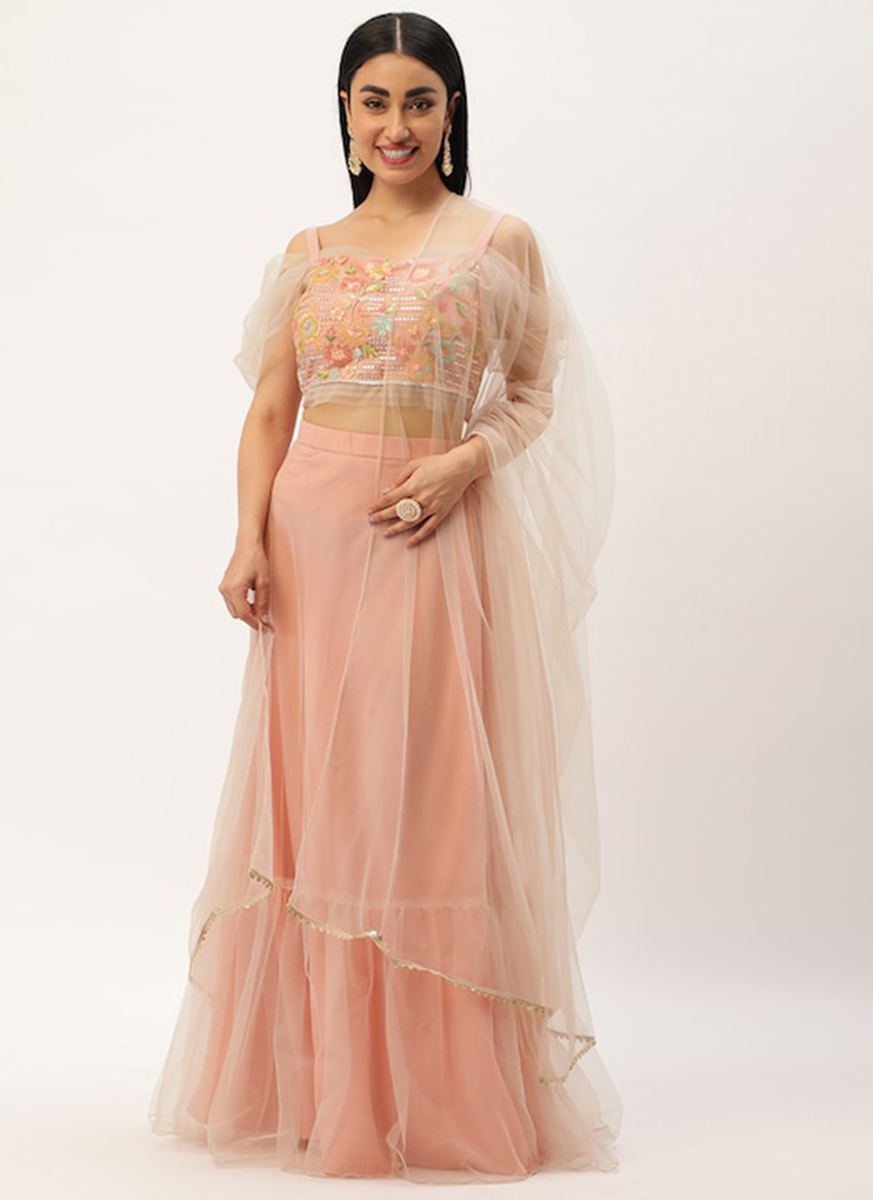 Shop Pink Net Embroidered Lehenga Festive Wear Online at Best Price ...
