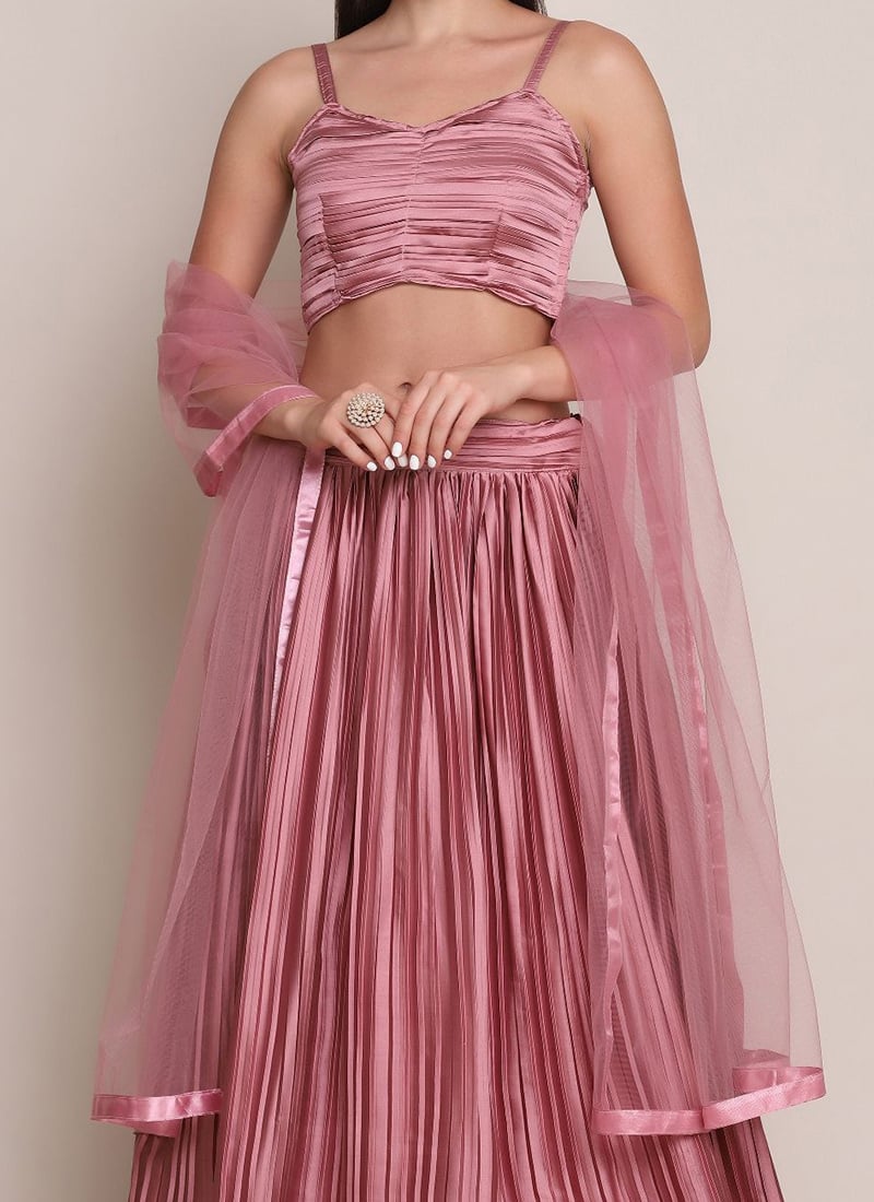 Shop Pink Satin Silk A Line Lehenga Party Wear Online at Best Price ...