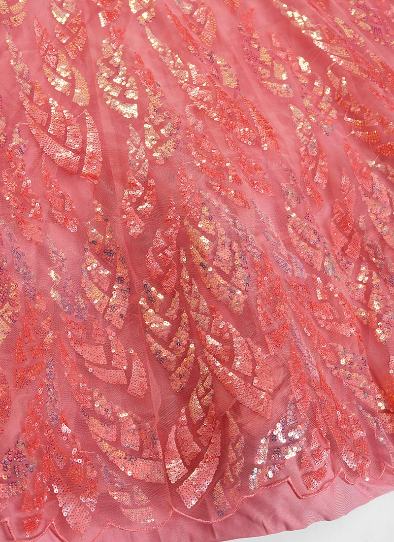 Buy Pink Soft Net Embroidered Sequins Stunning Lehenga Wedding Wear ...