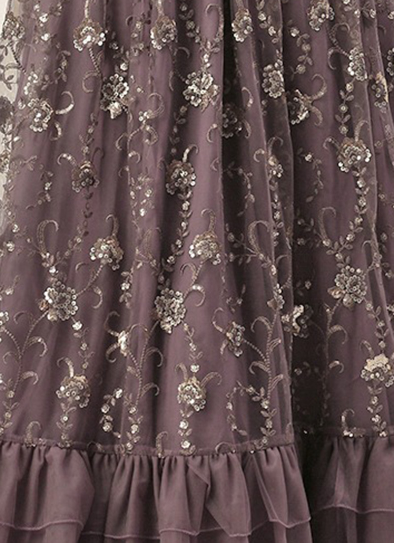 Buy Purple Net Sequins Embroidered Layered Style Gown Wedding Wear ...