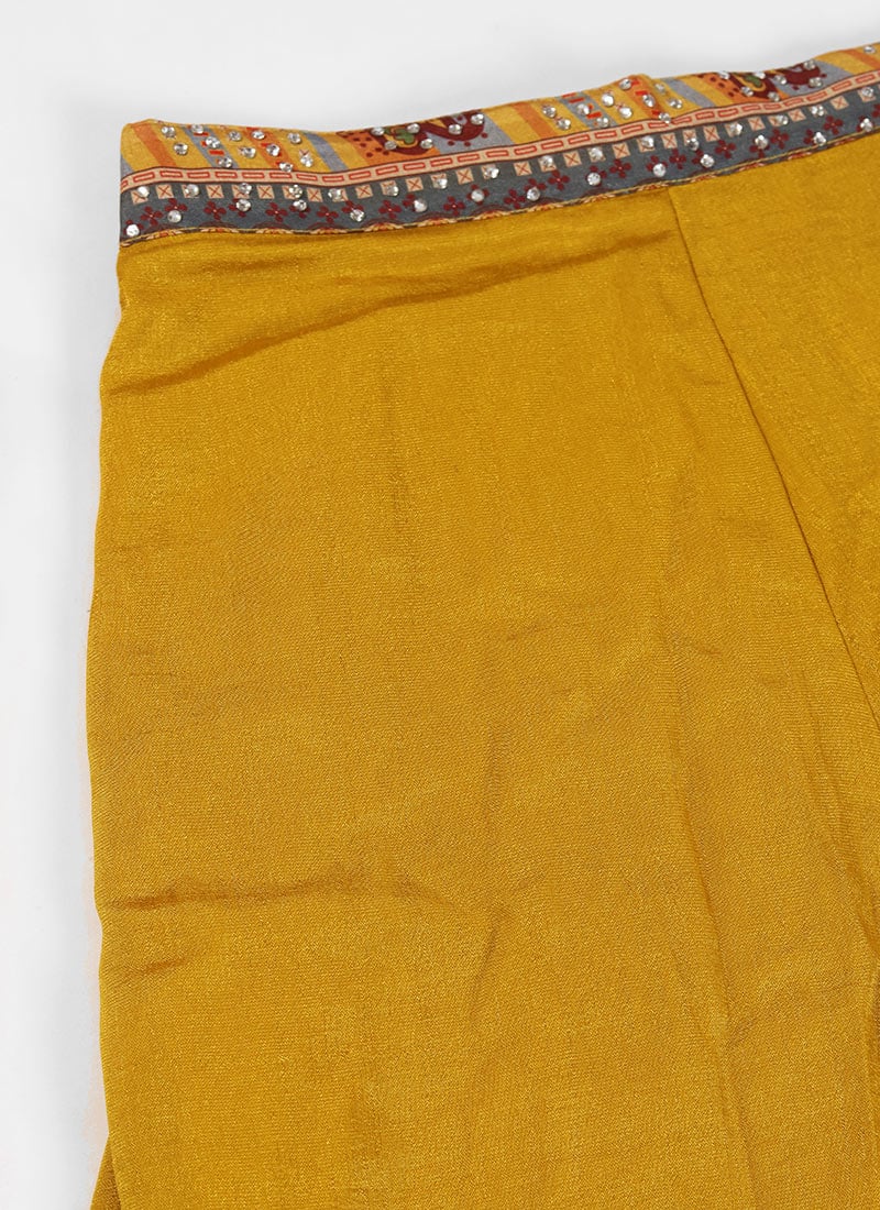 Shop Radiant Mustard Chinon Silk Indowestern Set With Stone Sequins ...