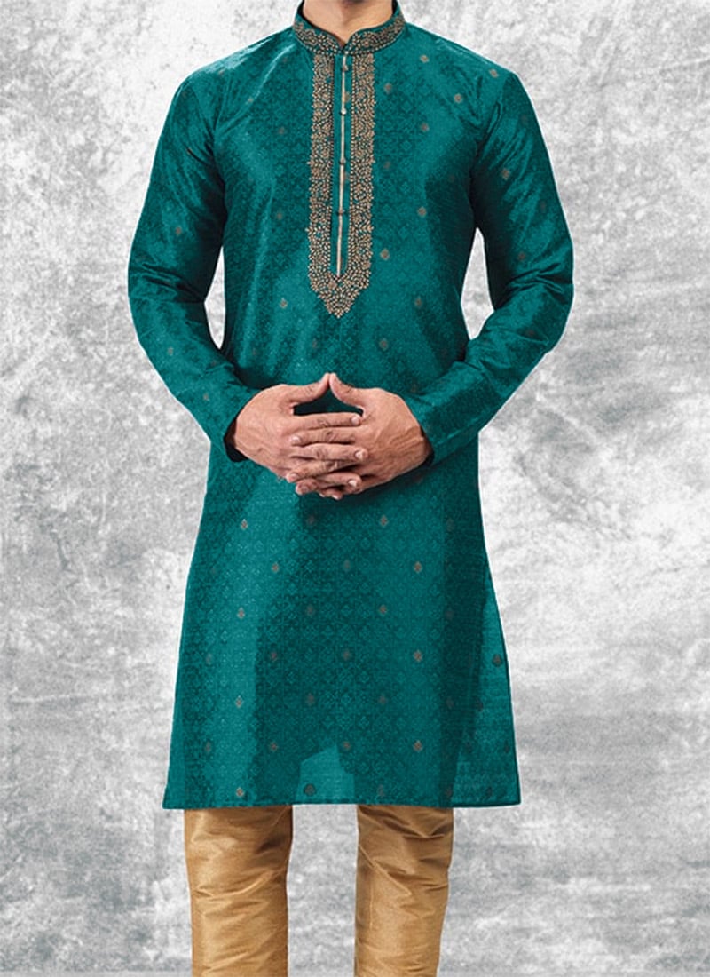 Buy Rama Silk Jacquard N Brocade Work Kurta Pyjama Party Wear Online at ...