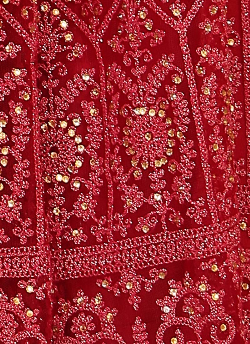 Shop Red Net Embroidered Palazzo Suit Wedding Wear Online at Best Price ...