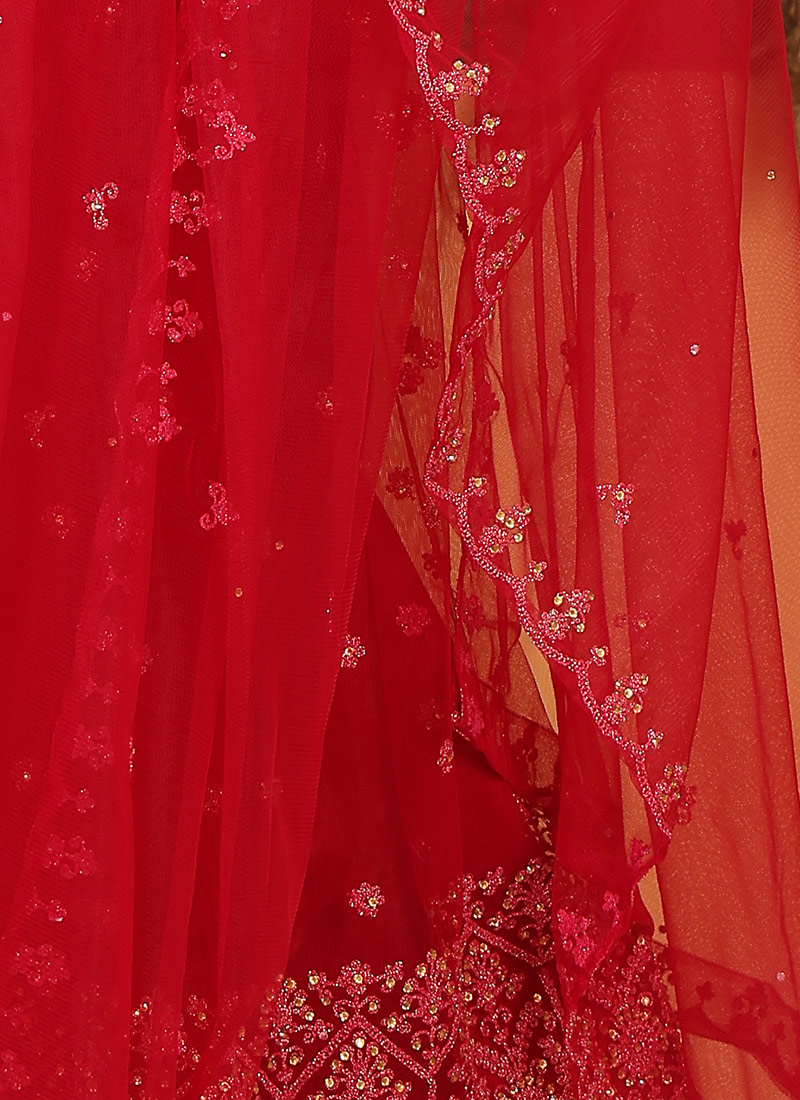 Shop Red Net Embroidered Palazzo Suit Wedding Wear Online at Best Price ...