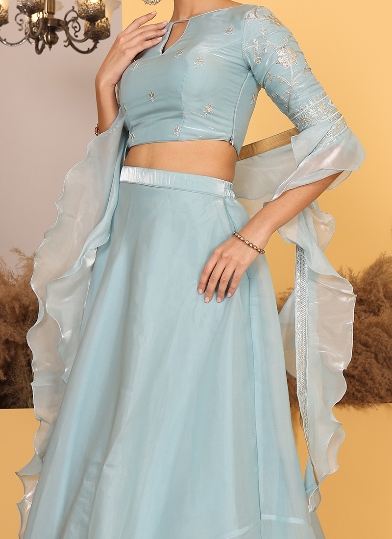Shop Sky Blue Jimmy Choo Embroidered Lehenga Festive Wear Online at ...