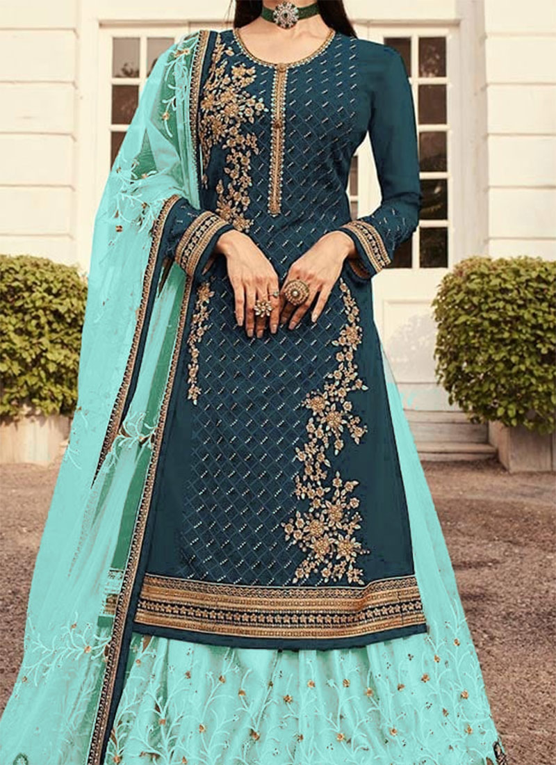 Buy Designer Lehenga With Long Top Choli Online