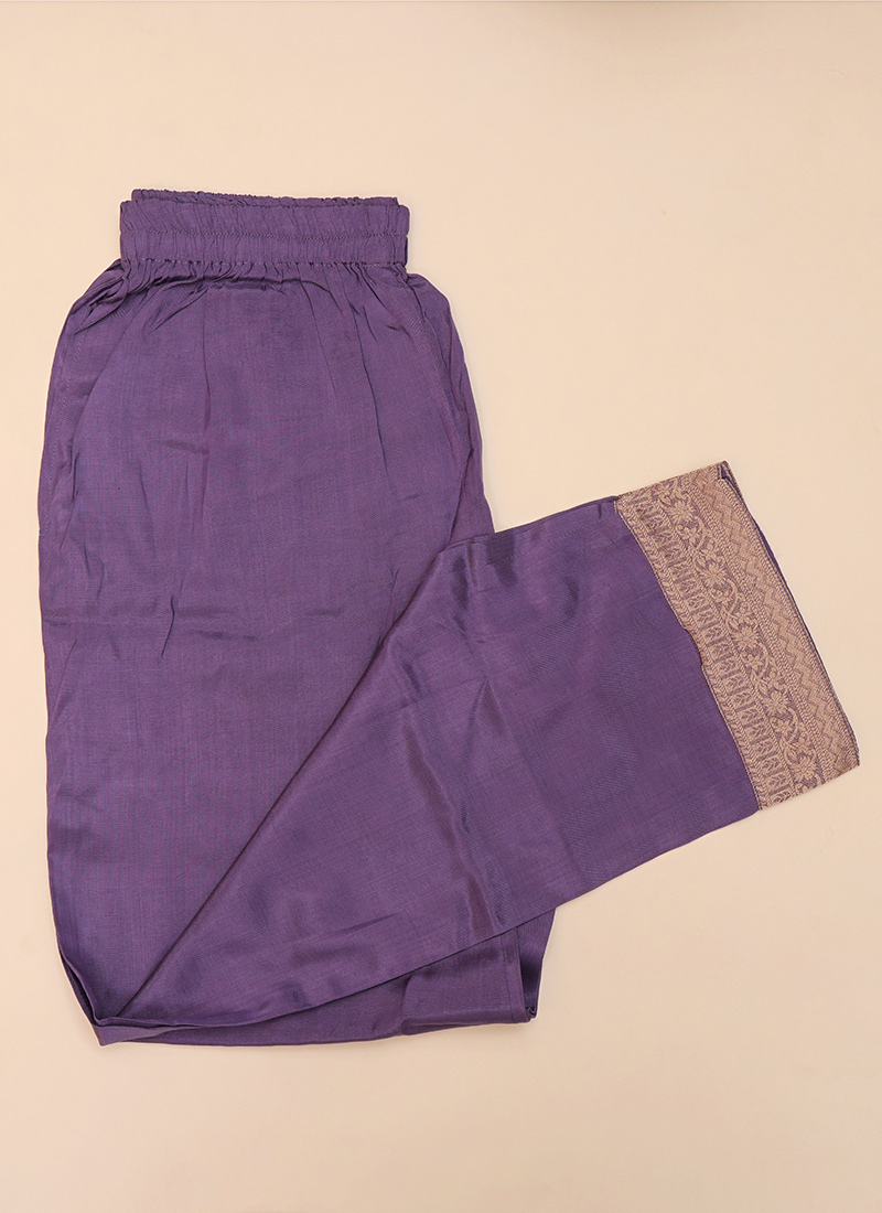 Shop Violet Tissue Silk Jacquard Woven Straight Pant Suit Festive Wear Online at Best Price ...