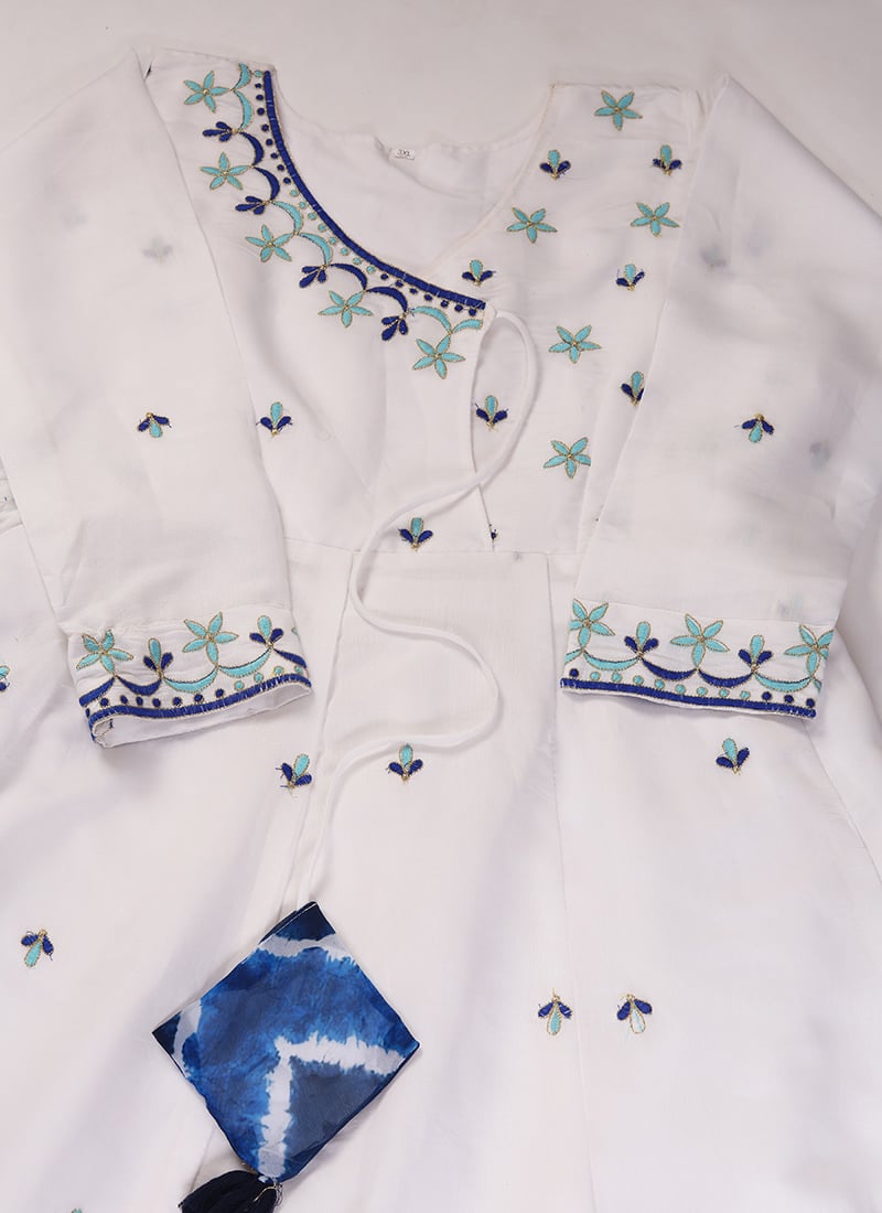 Buy White Cotton Angarkha Anarkali Suit With Embroidery After Six Wear ...