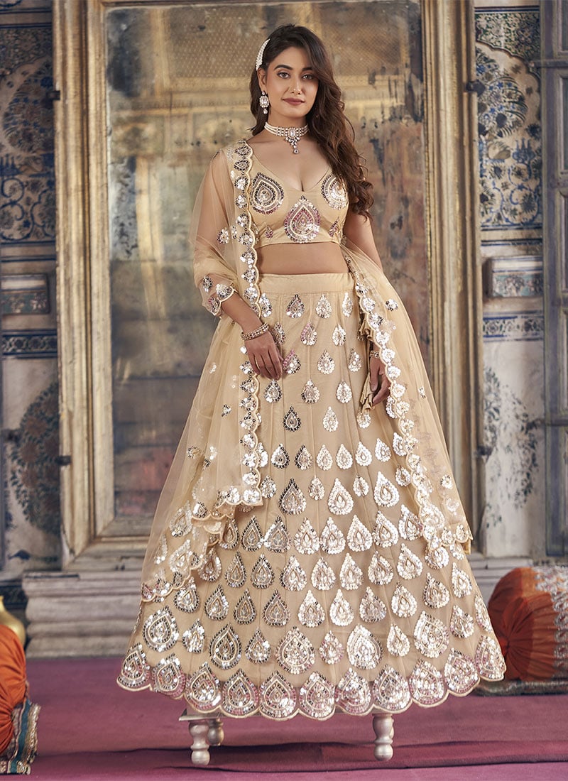 Stylish Beige Lehengas Online for Women Designer Outfits