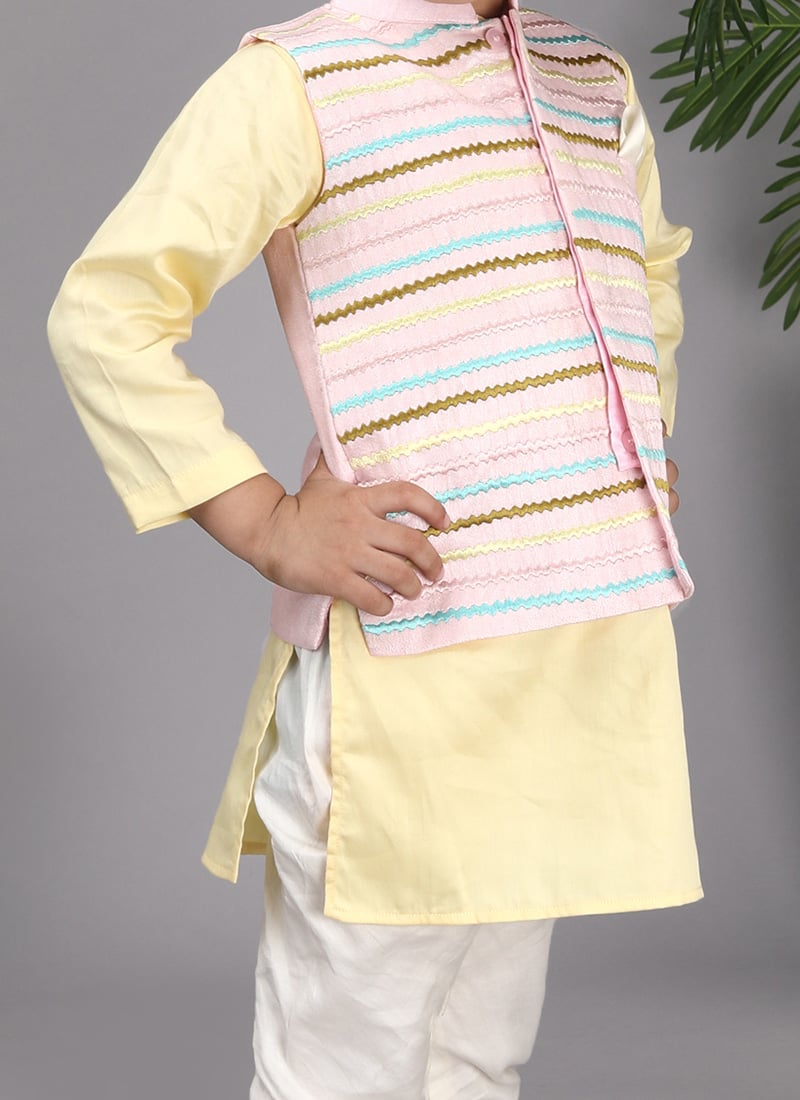 Buy Baby Pink Art Silk Embroidered Work Bandi Set Party Wear Online at Best Price | Cbazaar