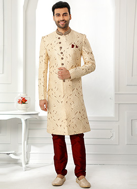 Buy Beige Sherwanis Online | Designer Beige Sherwanis