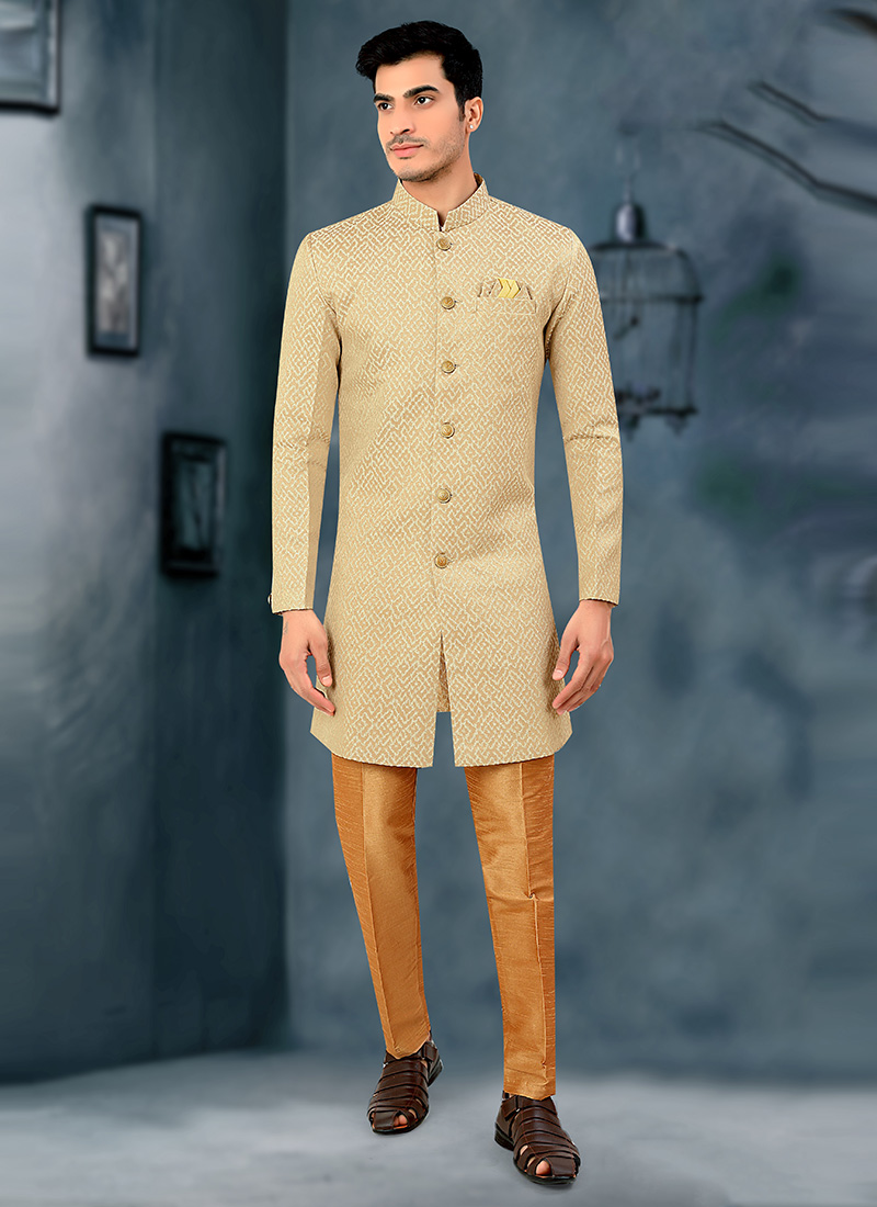 Buy Beige Sherwanis Online For Men's Collections at Cbazaar
