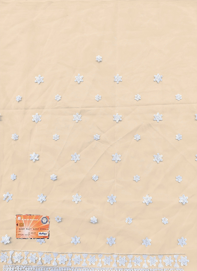 Buy Beige Net Embroidered Fabric Online at Best Price | Cbazaar