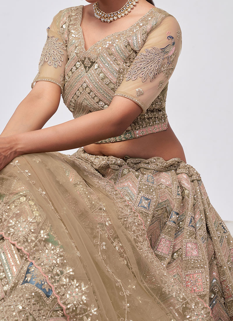 Stylish Beige Lehengas Online for Women Designer Outfits