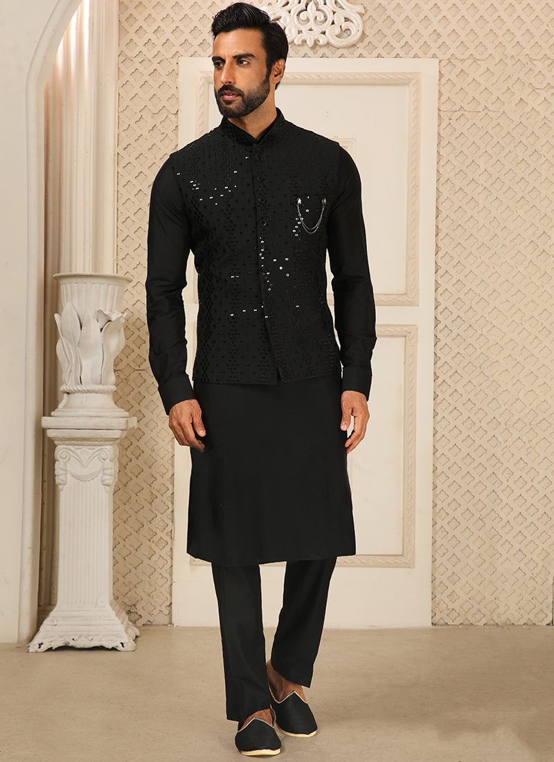 Shop Black Art Silk Mirror Work Bandi Set Party Wear Online at Best Price | Cbazaar