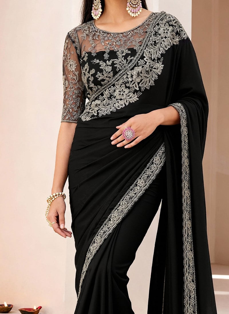 Buy Latest Black Sarees Designs For Women Online At Cbazaar