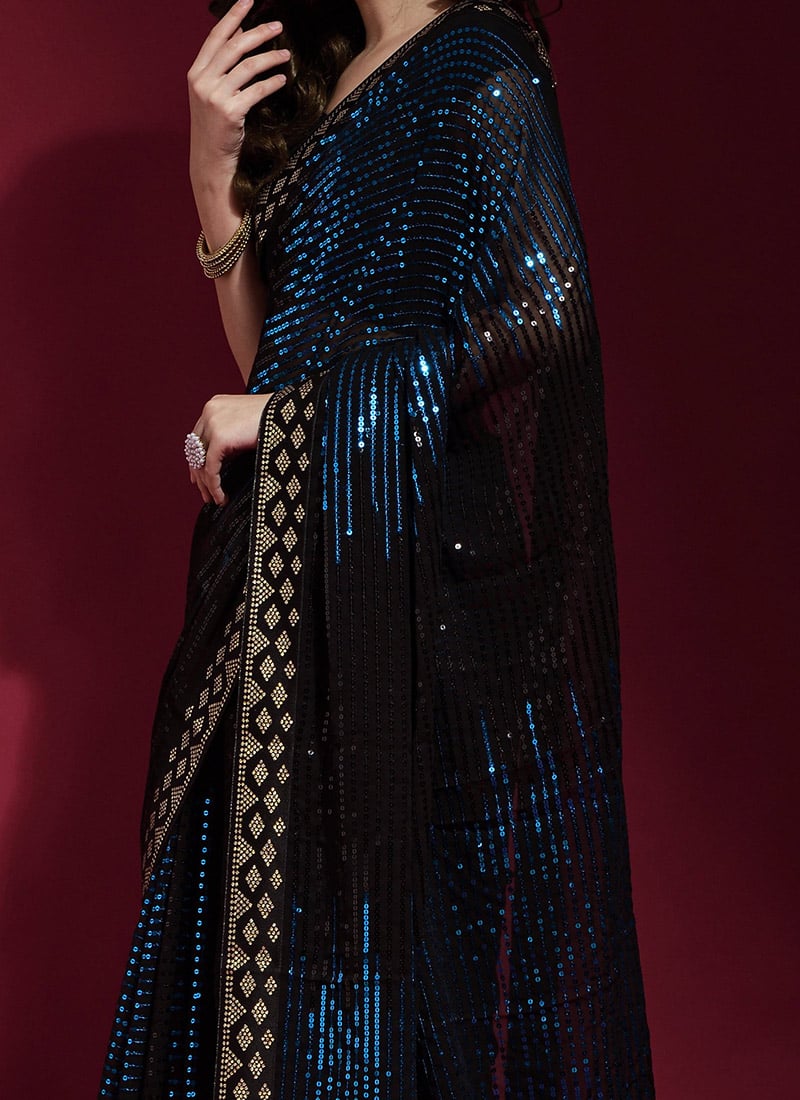 Buy Latest Black Sarees Designs For Women Online At Cbazaar