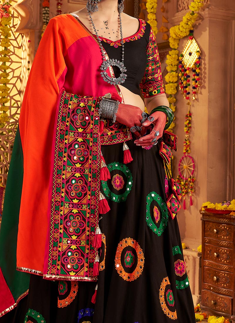 Shop Black Viscose Cotton Kutch And Mirror Work Chaniya Choli Festive ...