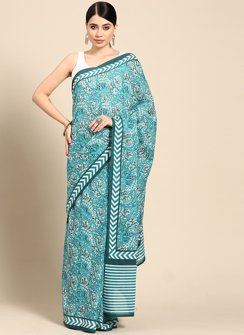 Buy Blended Cotton Printed Saree After Six Wear Online at Best Price ...