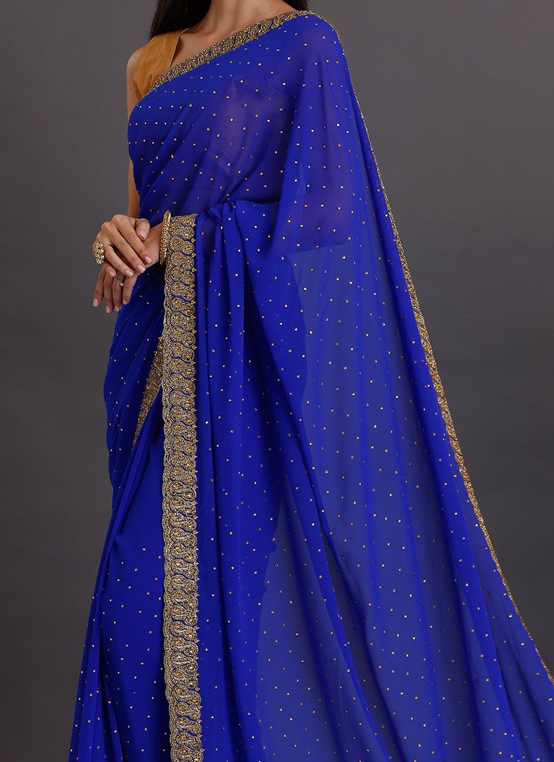 Hand Embroidered Sarees | Zardosi Sarees | Zari Stone work sarees